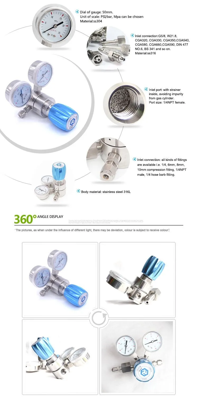 Panel Mounted Brass High Flow Nitrogen Pressure Regulator 40 Bar - Buy ...