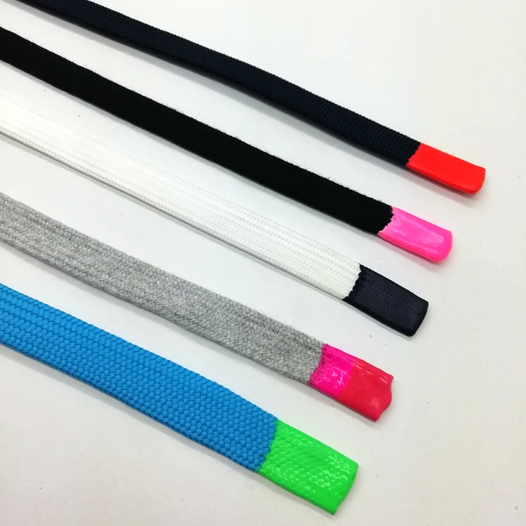 Hot Selling Polyester Flat Drawstring Cords with Silicone Dip Ends