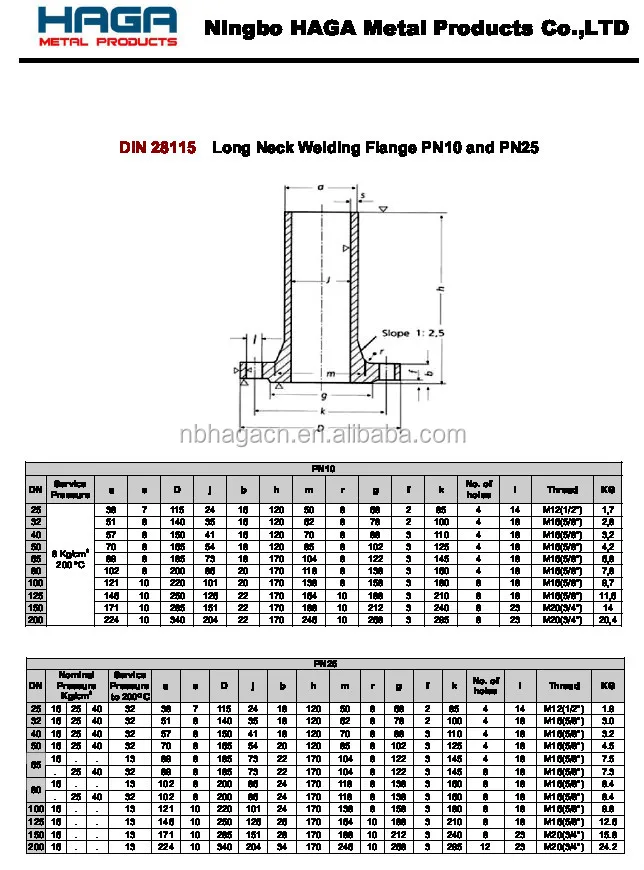 Din 28115 长颈焊接法兰 Pn10 和 Pn 25 - Buy Din 28115 法兰，长颈焊接法兰，长颈焊接法兰 Din 标准 ...