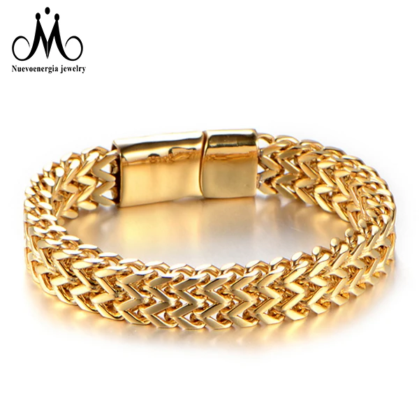 Polished Unique Stainless Steel Casting Bracelet Bangle Gold Elastic ...