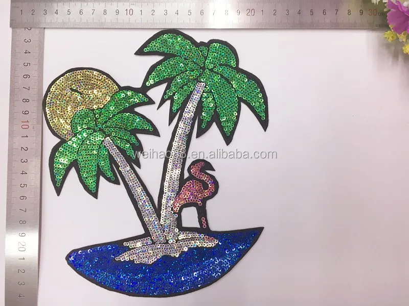Coconut Palm/ Tree Sequin Embroidered Patches/sequin Applique - Buy Christmas Sequins Appliques ...