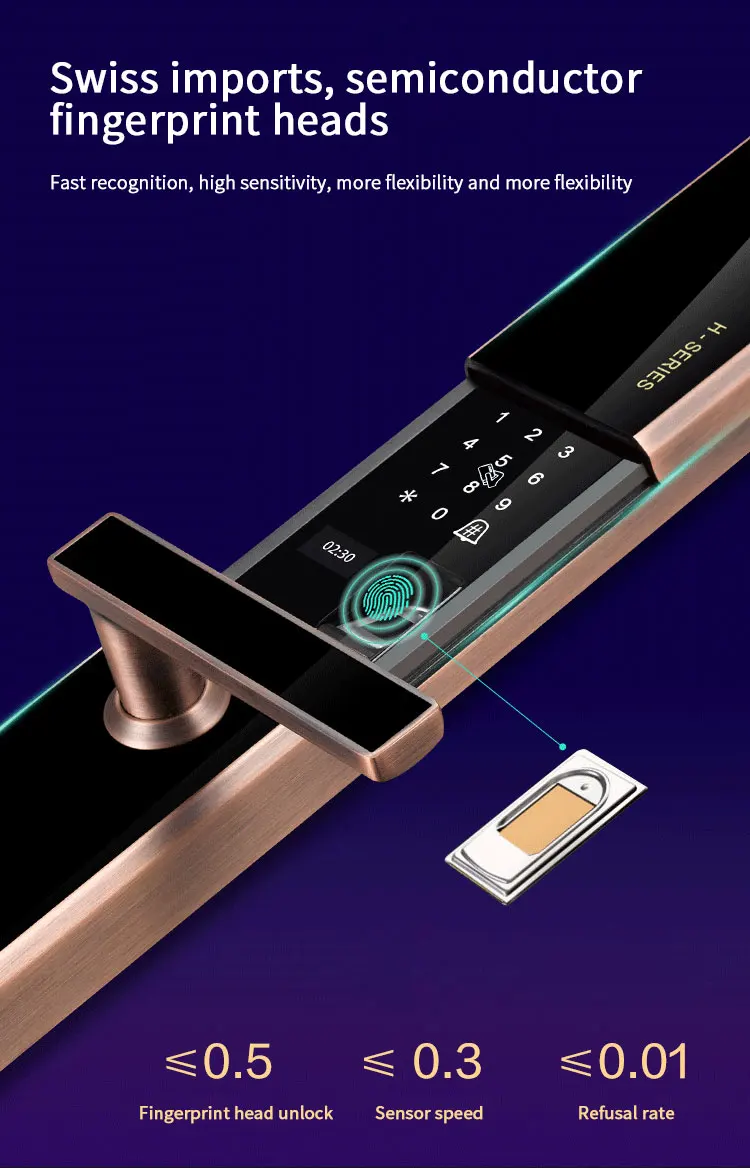 Manufacture Automatic Biometric Fingerprint Scanner Door Handle Lock Of ...