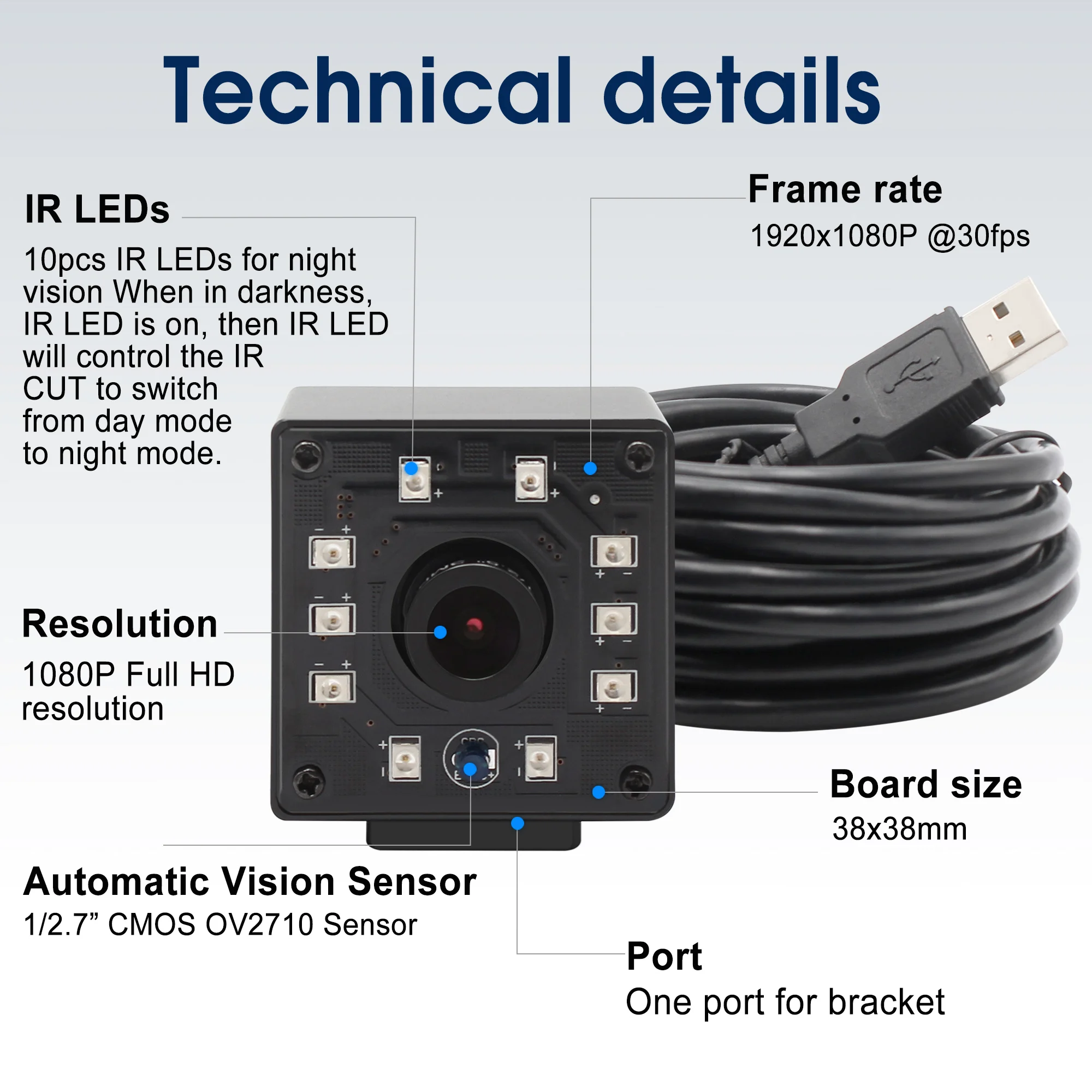 ELP 적외선 USB 웹캠 1080P 풀 HD MJPEG 30fps 나이트 비전 IR 컷 미니 USB 카메라 led 안드로이드 ...