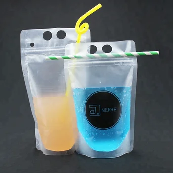 Customized Reusable Clear Ziplock Liquid Drinking Beverage Bag With ...