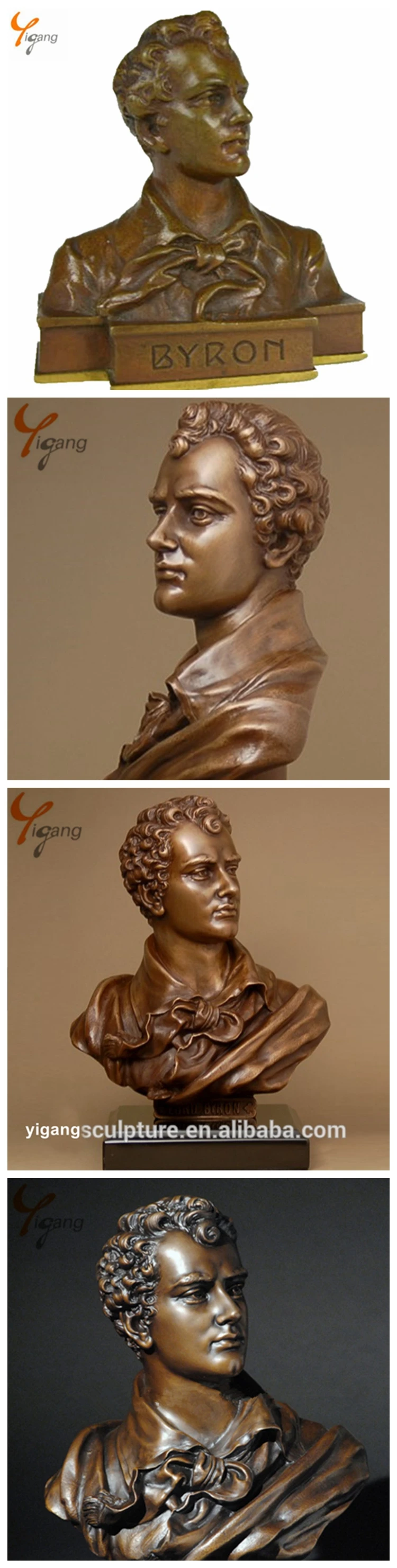 Classic Design Bronze Lord Byron Bust Sculpture - Antique Sculpture for ...