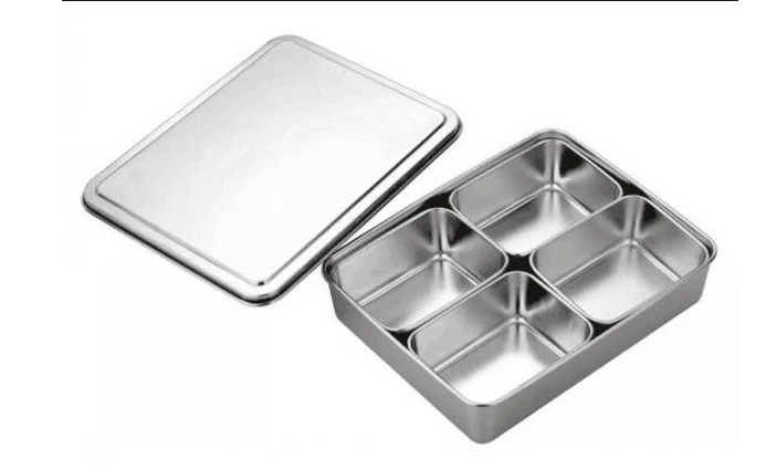 Japanese Style Eight Compartment Box Stainless Steel Condiment Spice ...
