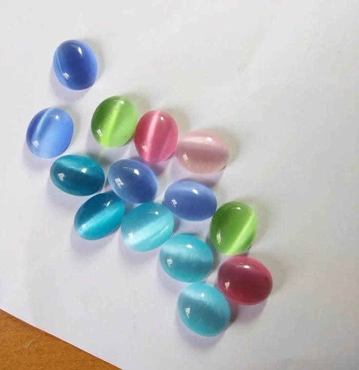 Color Change Oval Cabochon Cut Synthetic Glass Gemstone Cat Eyes - Buy ...