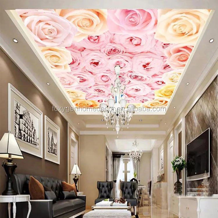 Uv Printed Stretch Ceiling 3d Flower Ceiling Tiles Pop Hall Ceiling Design Pictures - Buy ...