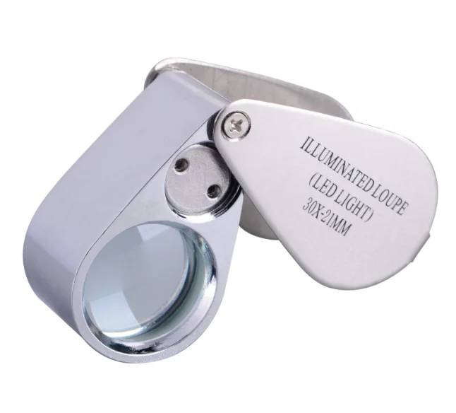 30x Full Metal Illuminated Jewelry Loop Magnifier,Pocket Folding ...