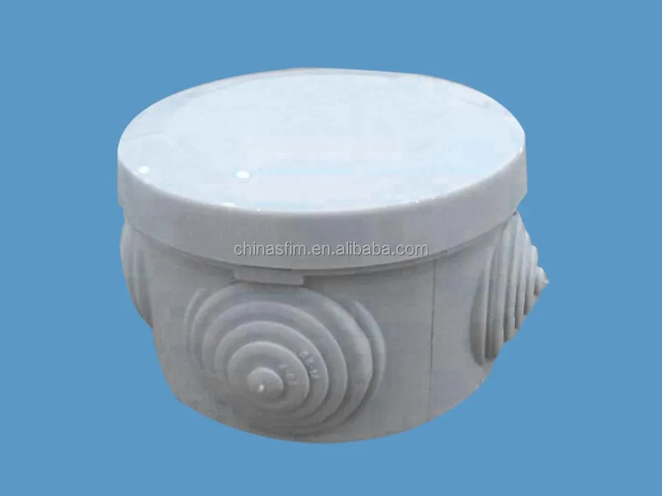 Round Electrical Junction Box Plastic Box With Knock Out And Rubber For ...