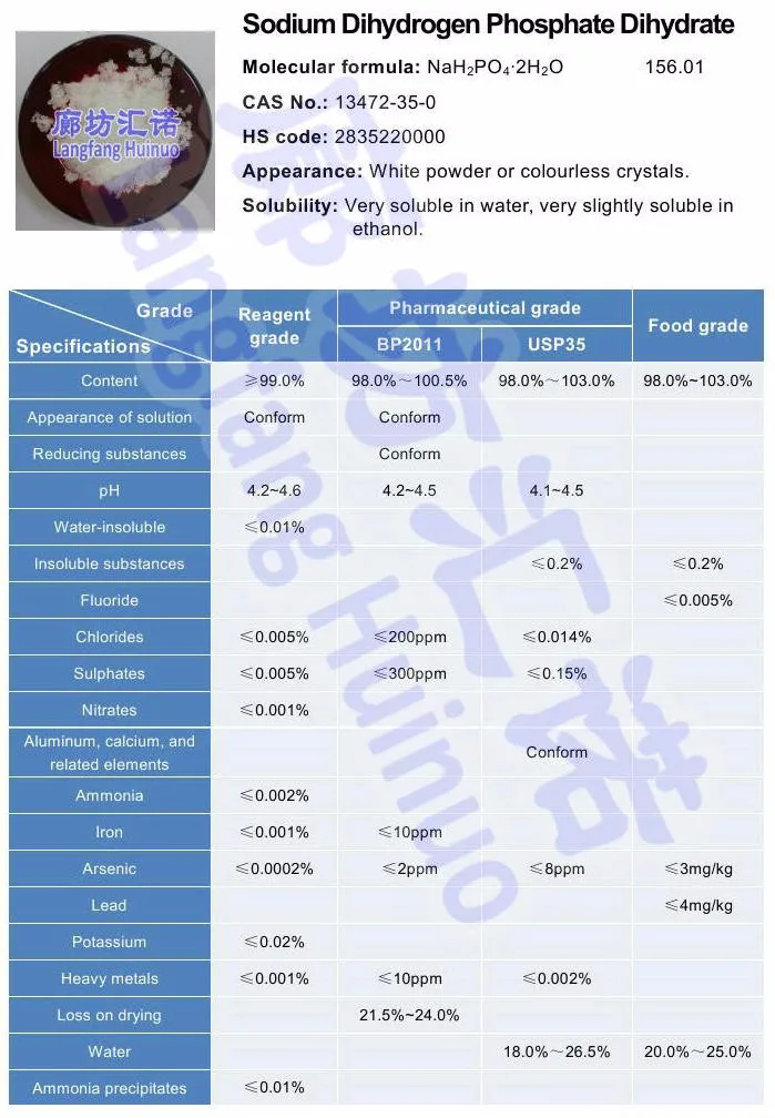 Factory Supply Usp Grade Sodium Dihydrogen Phosphate Dihydrate Cas ...