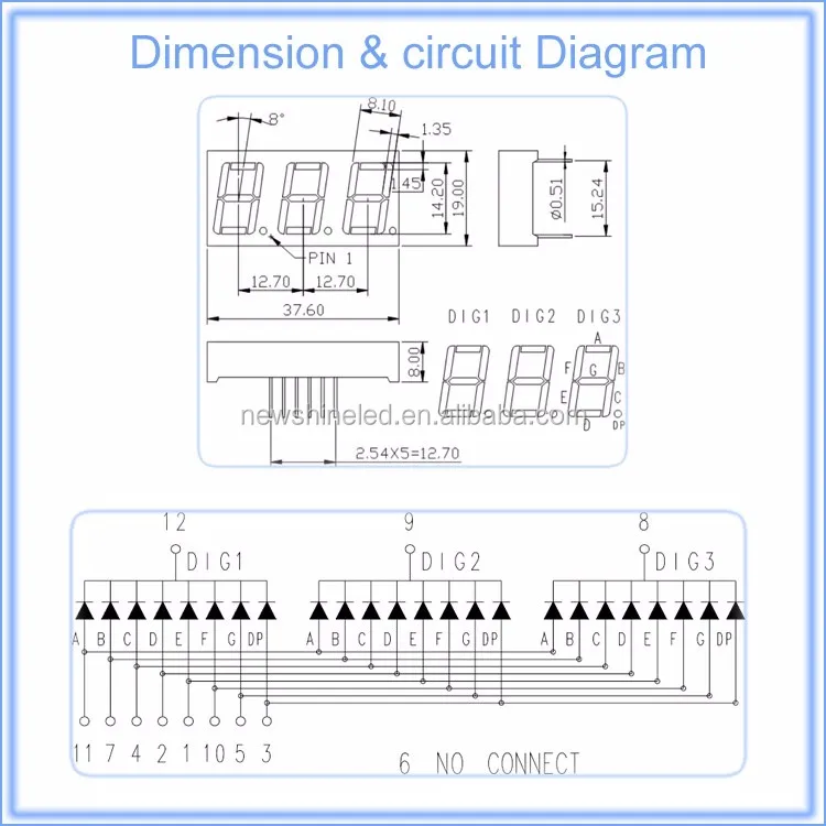7 Segment Led Display Three 3 Digit Led Digital Display 0.56 Inch Led 7 ...