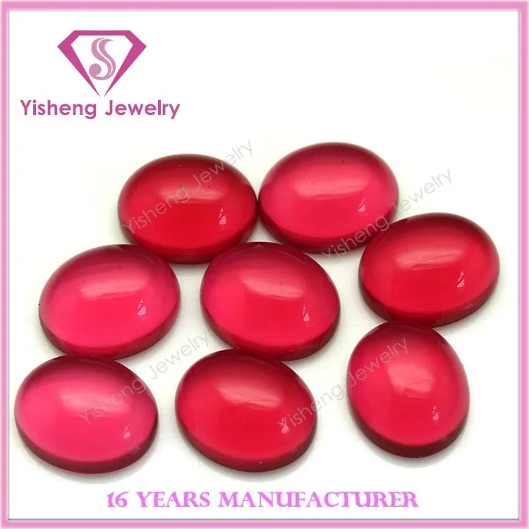 Loose Oval Flat Back Cabochon Cut Ruby Red Stone Glass Bead Gems - Buy ...