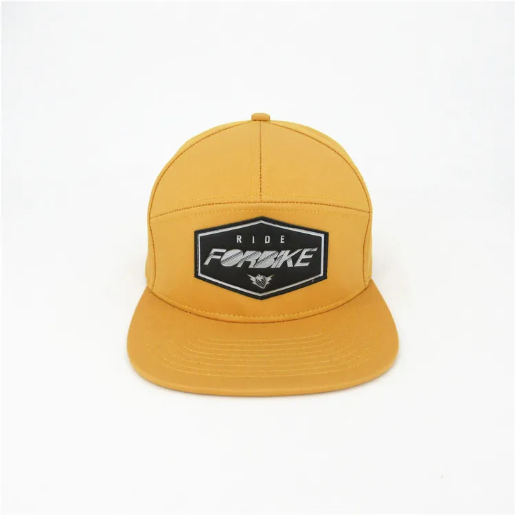 Custom 7 Panel Snapback Cap with Leather Patch - Adult Casual