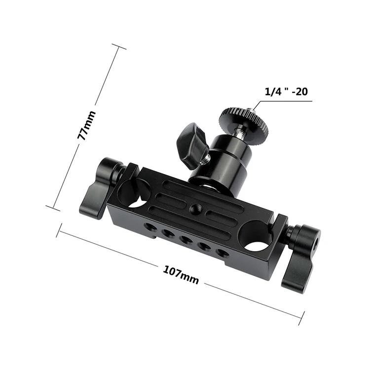 Camvate Rod Clamp 15mm Rail Block With 1/4 Hot Shoe Mount Mini Ball ...
