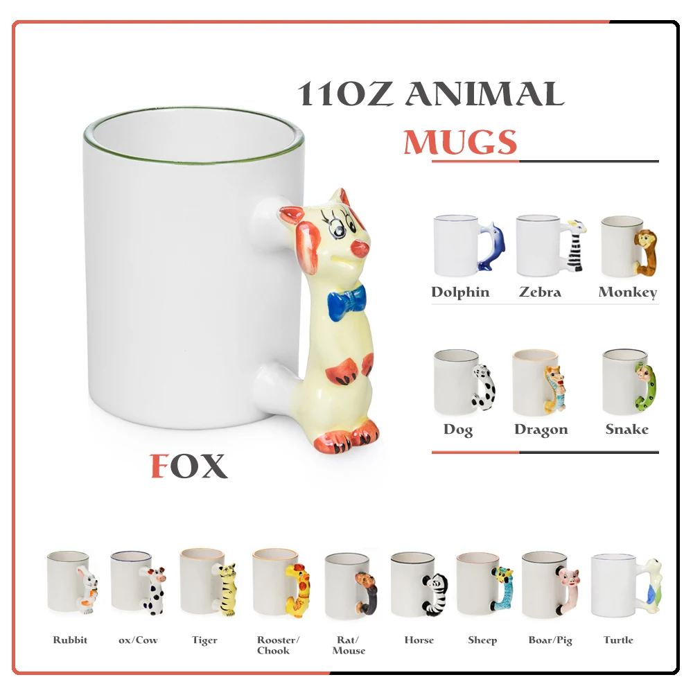 11oz Sublimation Blank Animal Design Ceramic Mugs For Christmas ...