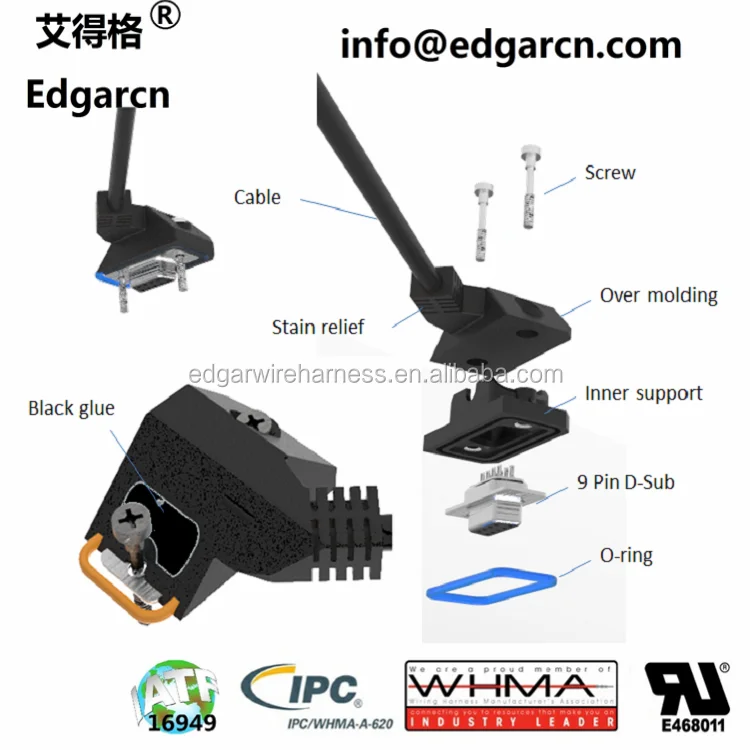 Custom Wire Harness Cable Assembly with D-Sub Connectors
