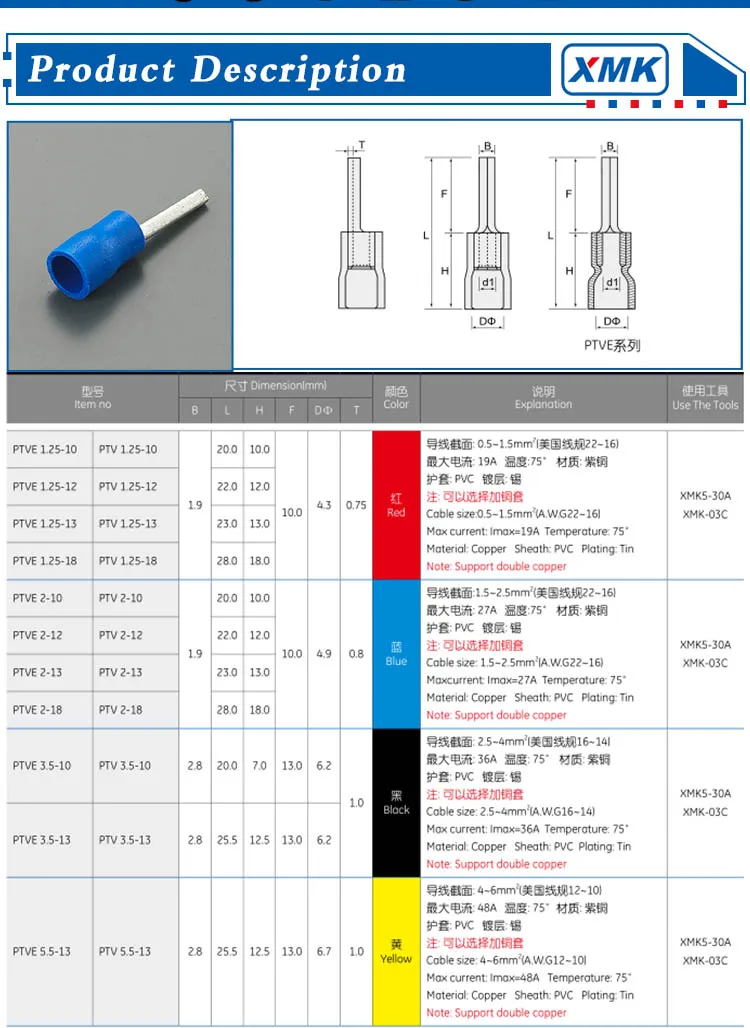 Pvc Pin Type Insulated Cord End Electrical Terminal - Buy Vinyl ...