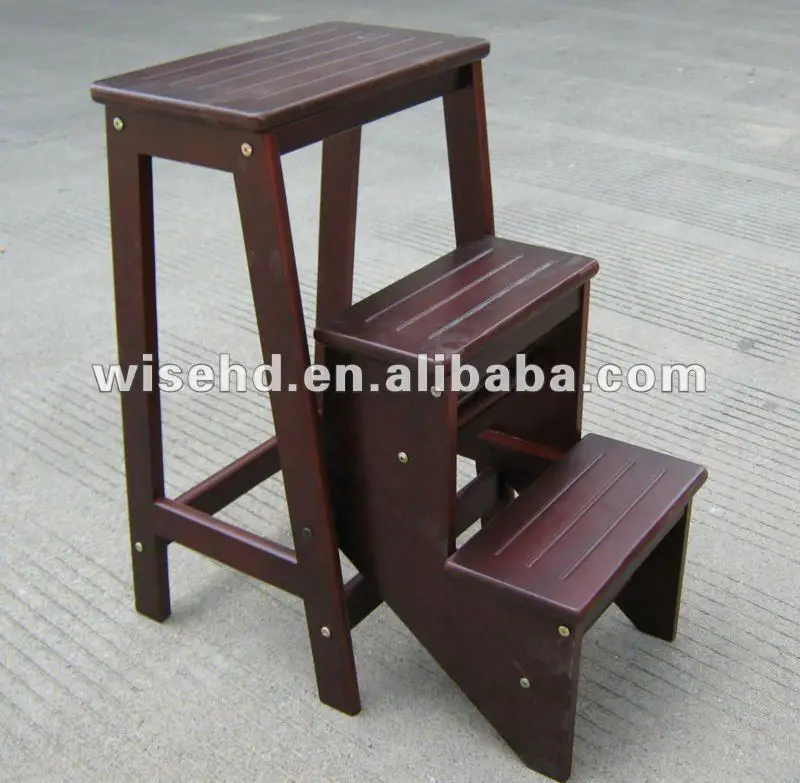 Solid Wood 3 Tier Folding Step Ladders W-c-1222 - Buy Step Ladders ...