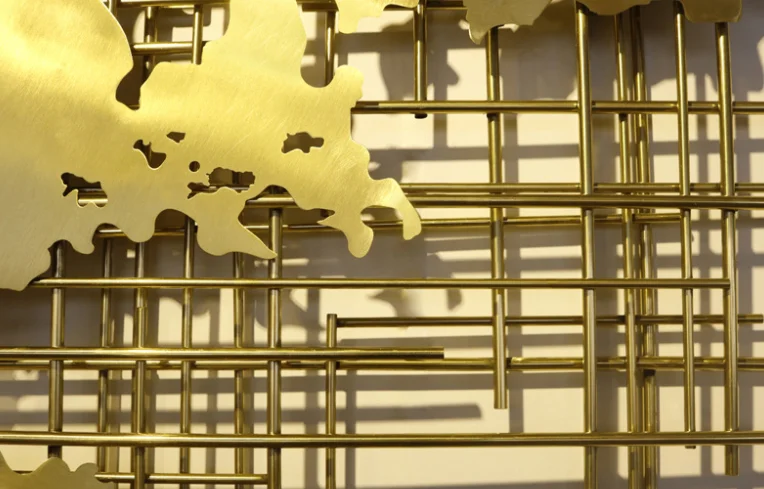 Interior Metal World Map Wall Art Sculpture - Customized Bronze Metal ...