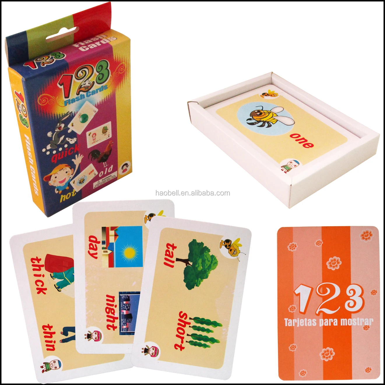 300gsm Art Paper Flash Educational Playing Cards for Kids Baby Games ...