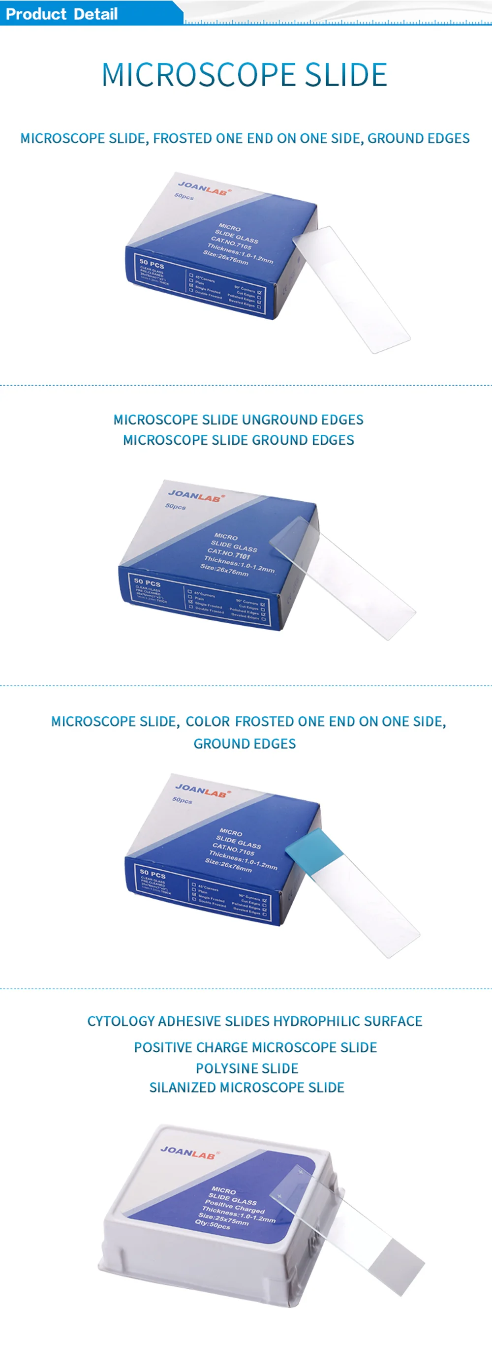 JOAN Pathology Positive Charge Microscope Slide Manufacturer