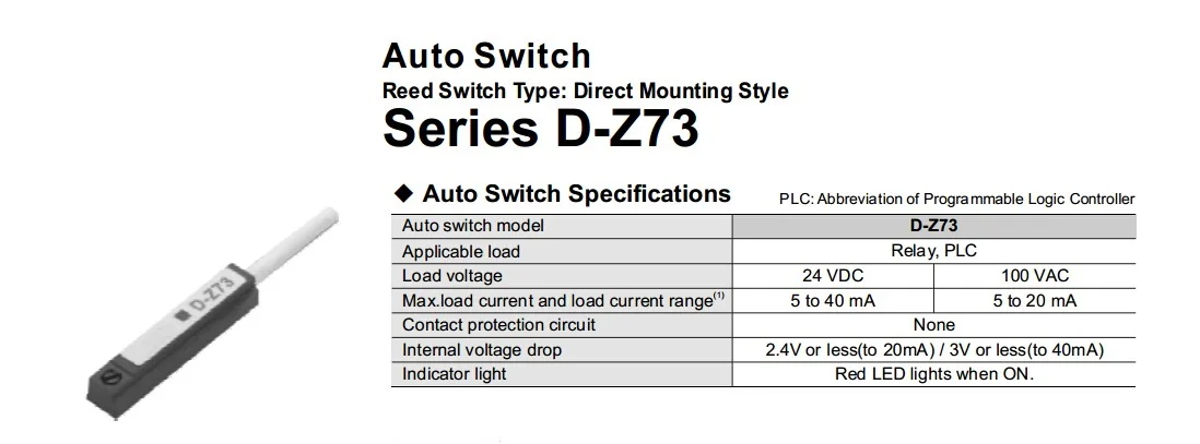 D-z73สวิทช์เซ็นเซอร์แม่เหล็กสำหรับ Smc กระบอกนิวเมติก - Buy D-z73 ...