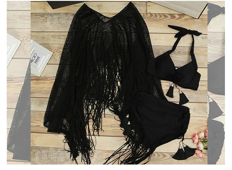 Sexy Lady Striped Three-piece Bikini Ladies Beach Bathing Suit - Buy ...