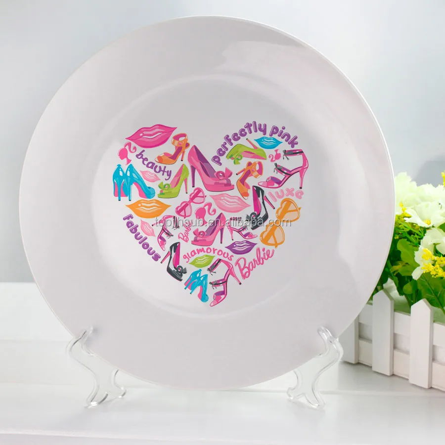 Sublimation Blank 3D Ceramic Plate with Plate Shelf Ceramic Dish Heat ...