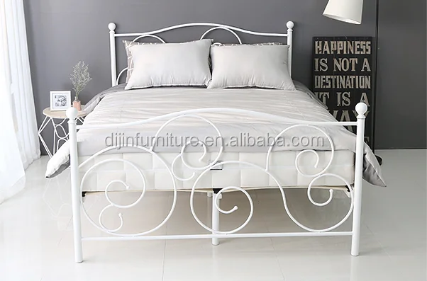 Modern White Steel Metal Princess Style Girls Kids Twin Frame Platform ...