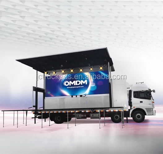 Outdoor Mobile Large LED Screen Stage 9.6m Container Truck