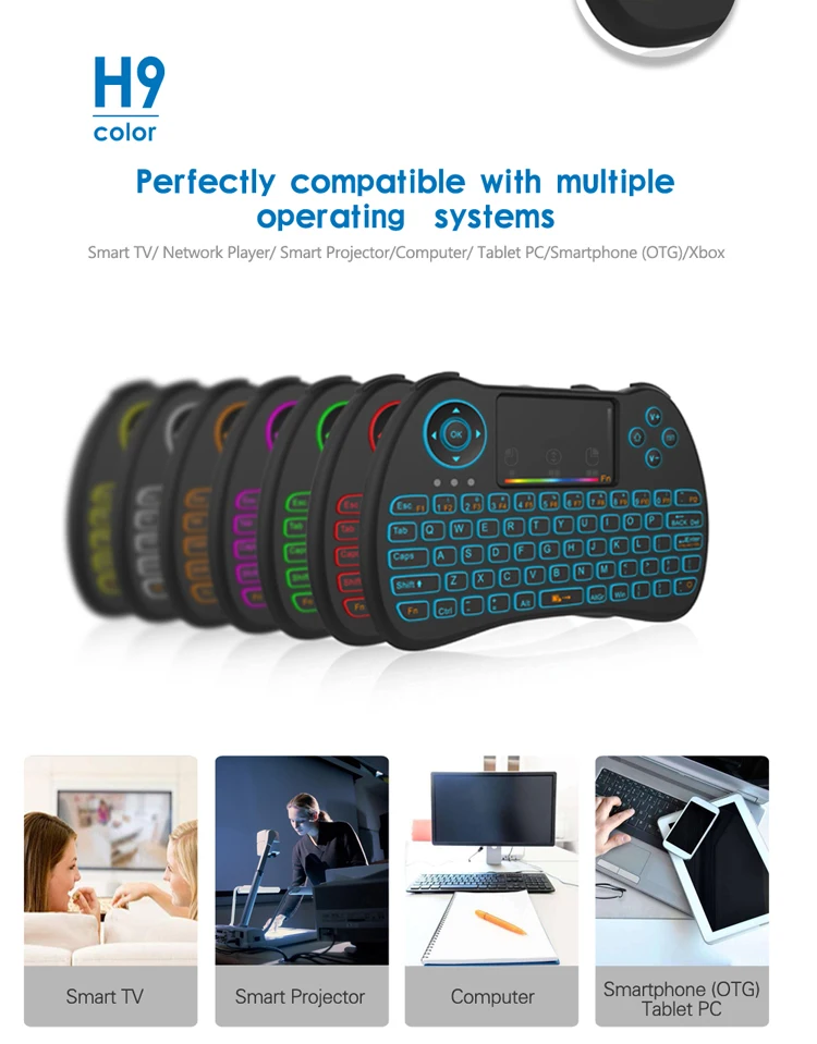 2.4ghz Mini Keyboard BT ROHS H9 Smart Keyboard with Touchpad