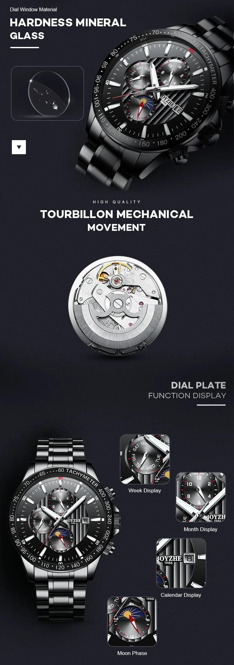 Boyzhe Brand Design Oem Watches Stainless Steel Watches Automatic ...