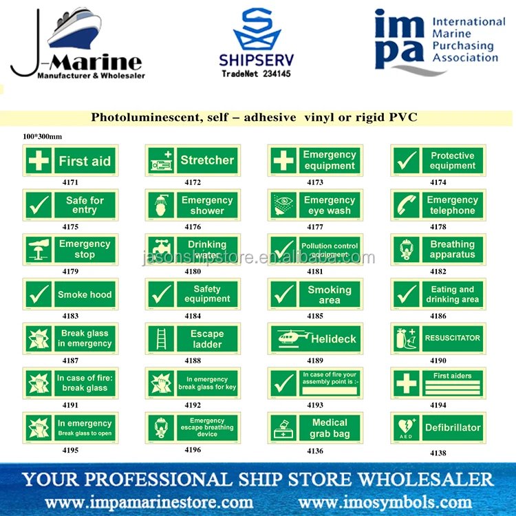 Photoluminescent Self Imo Symbols Safety Signs For Marine Use Buy Photoluminescent Imo Symbols