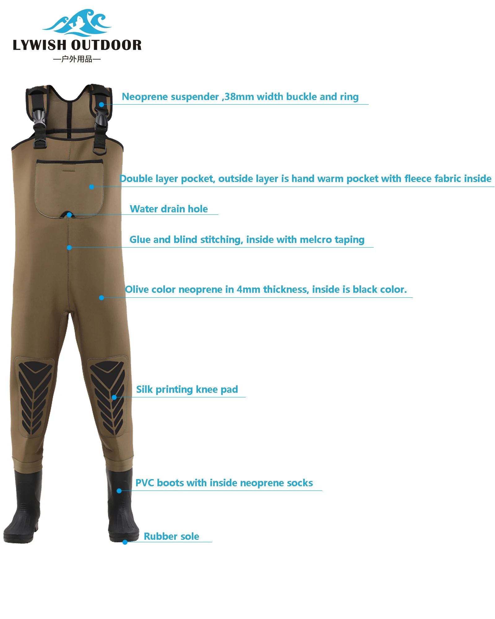 Hunting Wader Neoprene Fishing Chest Waders - Waterproof & Durable