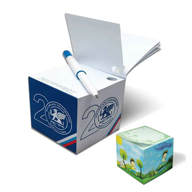 Custom Logo Memo Pad Cube Cheap Paper Memo Cube With Pen Holder - Buy ...
