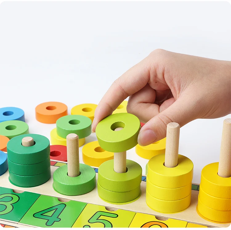 Kids Wooden Rainbow Number Counting Box Teacher Soroban Abacus Math ...