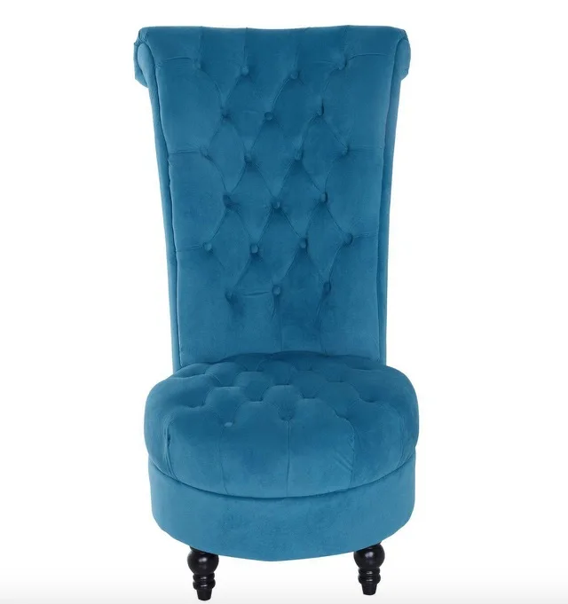 Accent Chairs For Living Room Blue Velvet High Back Modern Tufted Seat ...