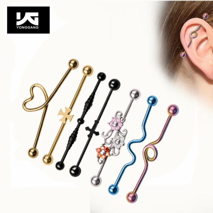 Hot Selling Black Plated Cross Barbell Industrial Piercing Jewelry ...