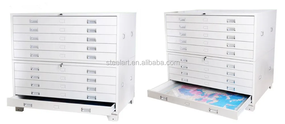 Heavy Duty Combined 5 Drawer A0 Drawing Cabinet - Steelart