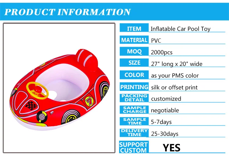 Factory Vinyl Inflatable Kiddie Race Car Pool Float Toy Swimming Pool ...