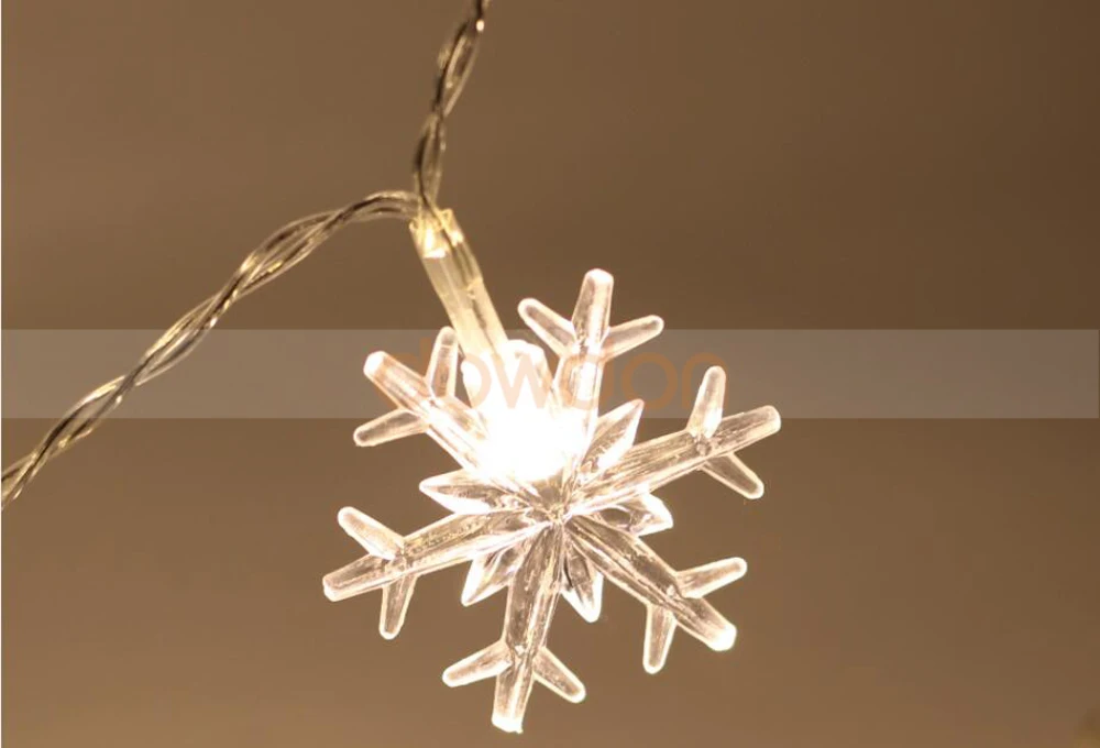 Snowflake String Lights 40 Led Fairy Lights Battery Operated Waterproof ...