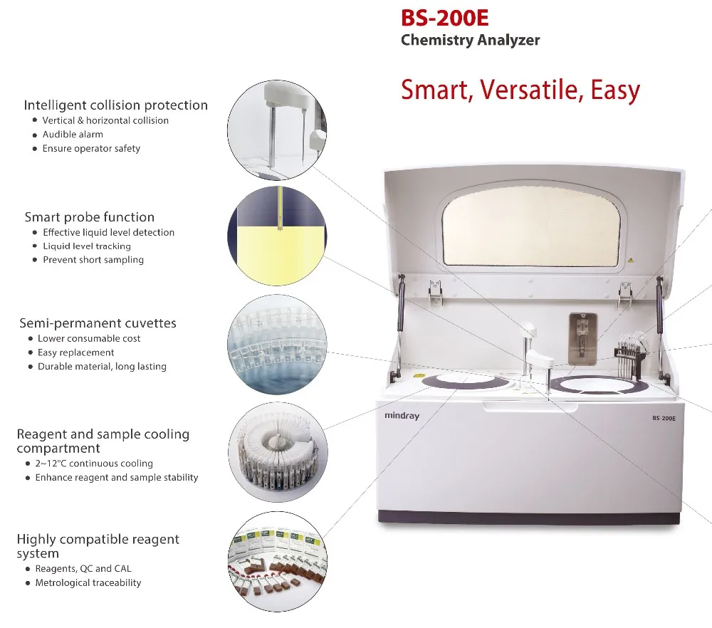 Smart,Versatile,Easy Mindray Full Automated Chemistry Analyzer Bs-200e ...