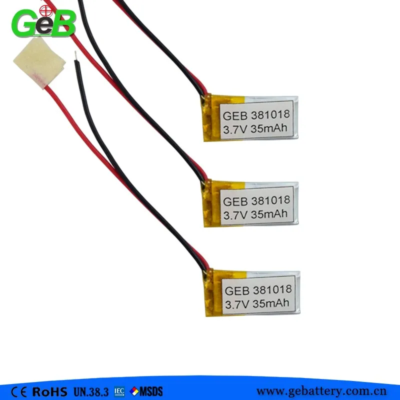 Mini Rechargeable 381018 Smallest Lipo Battery 3.7v 35mah For Wearable ...