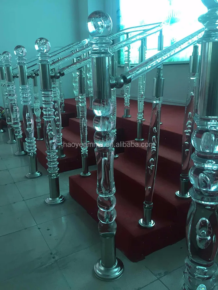 Hotel Luxury Decorate Clear Stair Spindles Balcony Crystal Railings ...