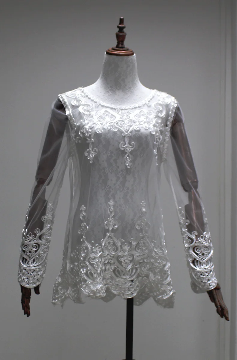 2019 Amazon Fashion Female Sexy Translucent Blouse With Long-sleeved ...