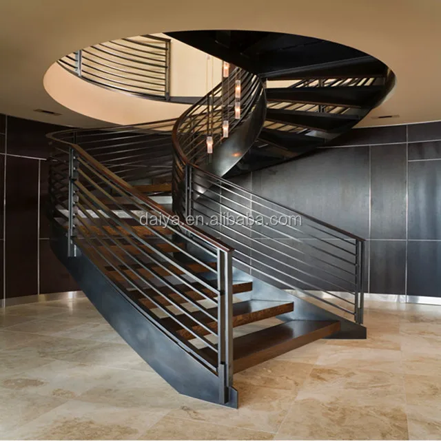 Daiya Curved Stair Stringers With Double U Channel Beam Glass Railing ...