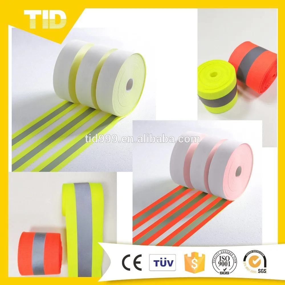 Fluorescent Red-Orange Reflective Ribbon for Safety Gear