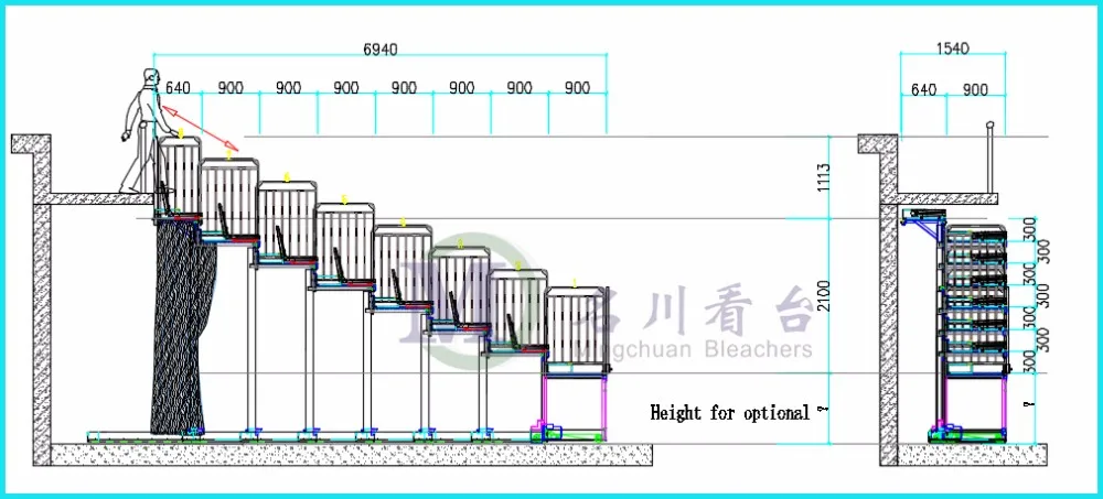 Mctb-304f Zhen Movable Telescopic Seating Systerm Retractable Tribune ...