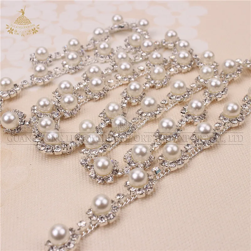 Silver Embellishment Rhinestone Pearl Crystal Claw Trim Chain For ...